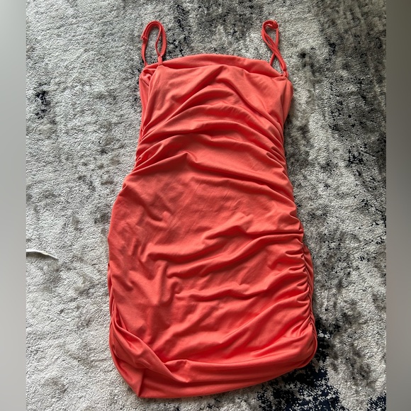 Dresses | Orange Cinched Side Dress | Poshmark